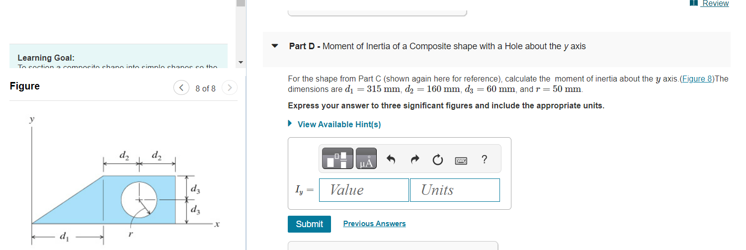 Solved Part D - Moment of Inertia of a Composite shape with | Chegg.com