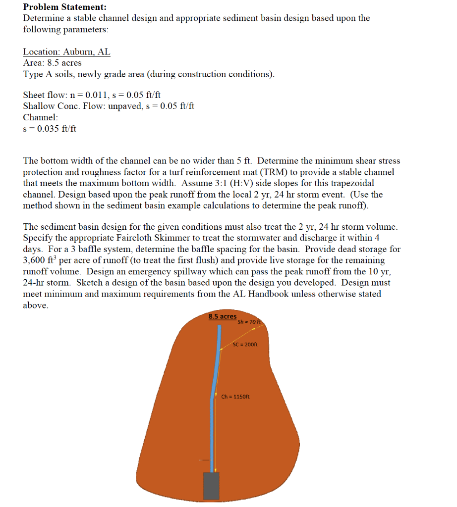 Problem Statement: Determine a stable channel design | Chegg.com