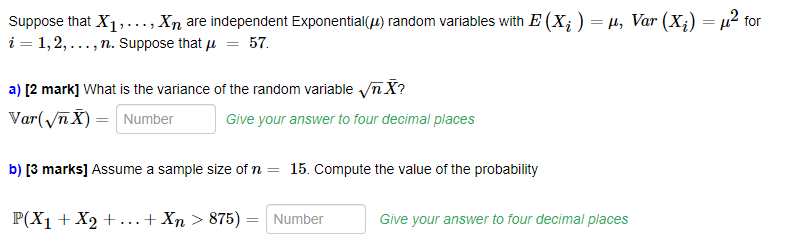 Solved Suppose that X1,…,Xn are independent Exponential (μ) | Chegg.com