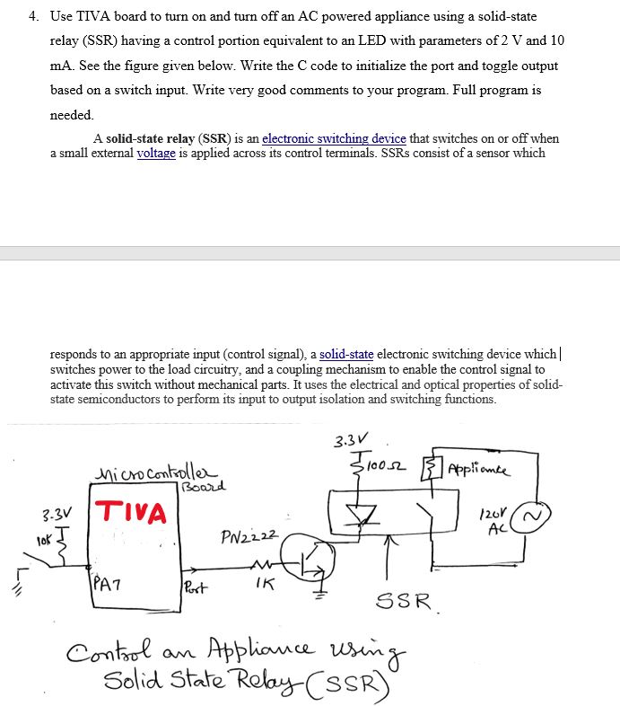 Solved Use TIVA board to turn on and turn off an AC ﻿powered | Chegg.com
