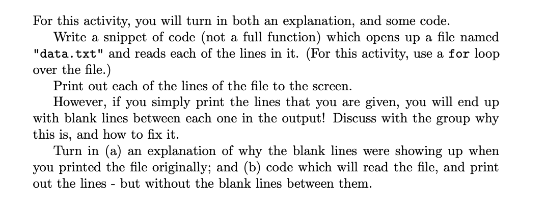 Solved For this activity, you will turn in both an | Chegg.com