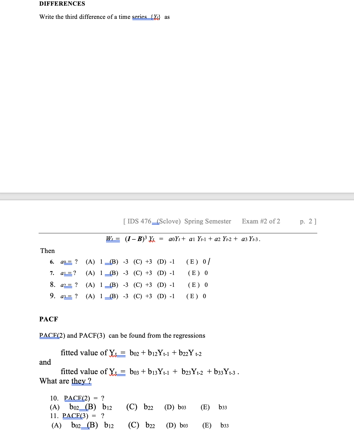 Solved DIFFERENCES Write the third difference of a time | Chegg.com