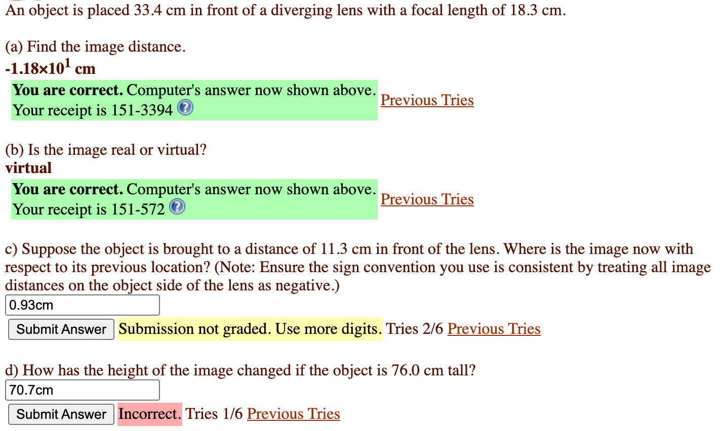 Solved An object is placed 33.4 cm in front of a diverging | Chegg.com