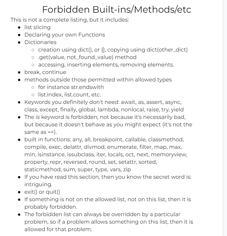 Solved Forbidden Built-ins/Methods/etc This is not a | Chegg.com