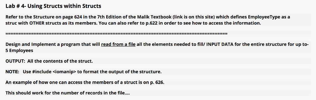 Solved Lab #4- Using Structs within Structs Refer to the | Chegg.com Solved Lab #4- Using Structs within Structs Refer to the | Chegg.com