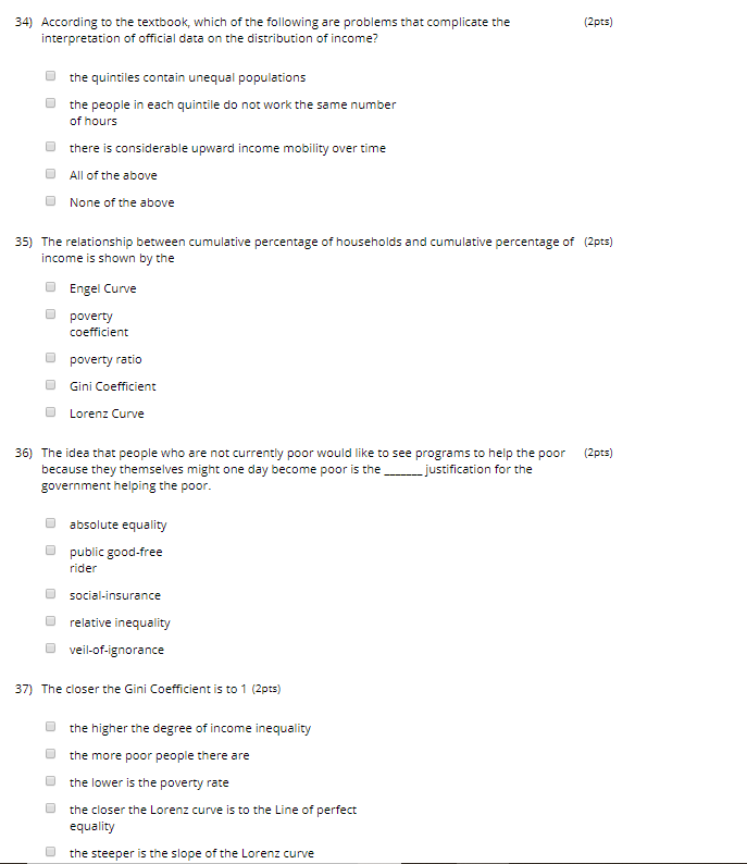 Solved (2 pts) 34) According to the textbook, which of the | Chegg.com