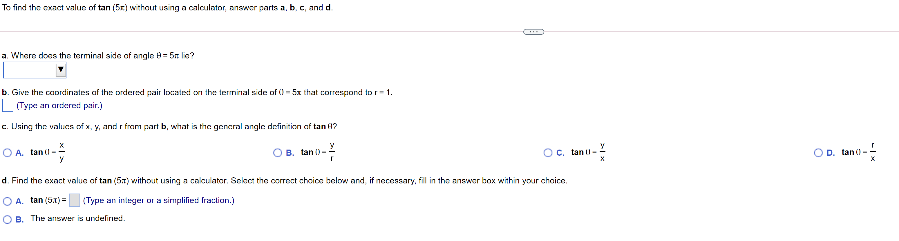 Solved To find the exact value of tan (51) without using a | Chegg.com