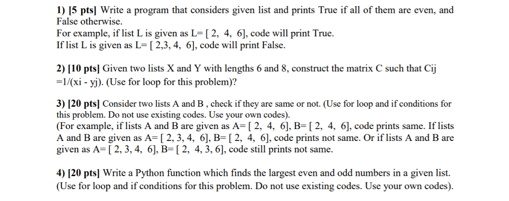 Solved 1 15 pts Write a program that considers given list | Chegg.com