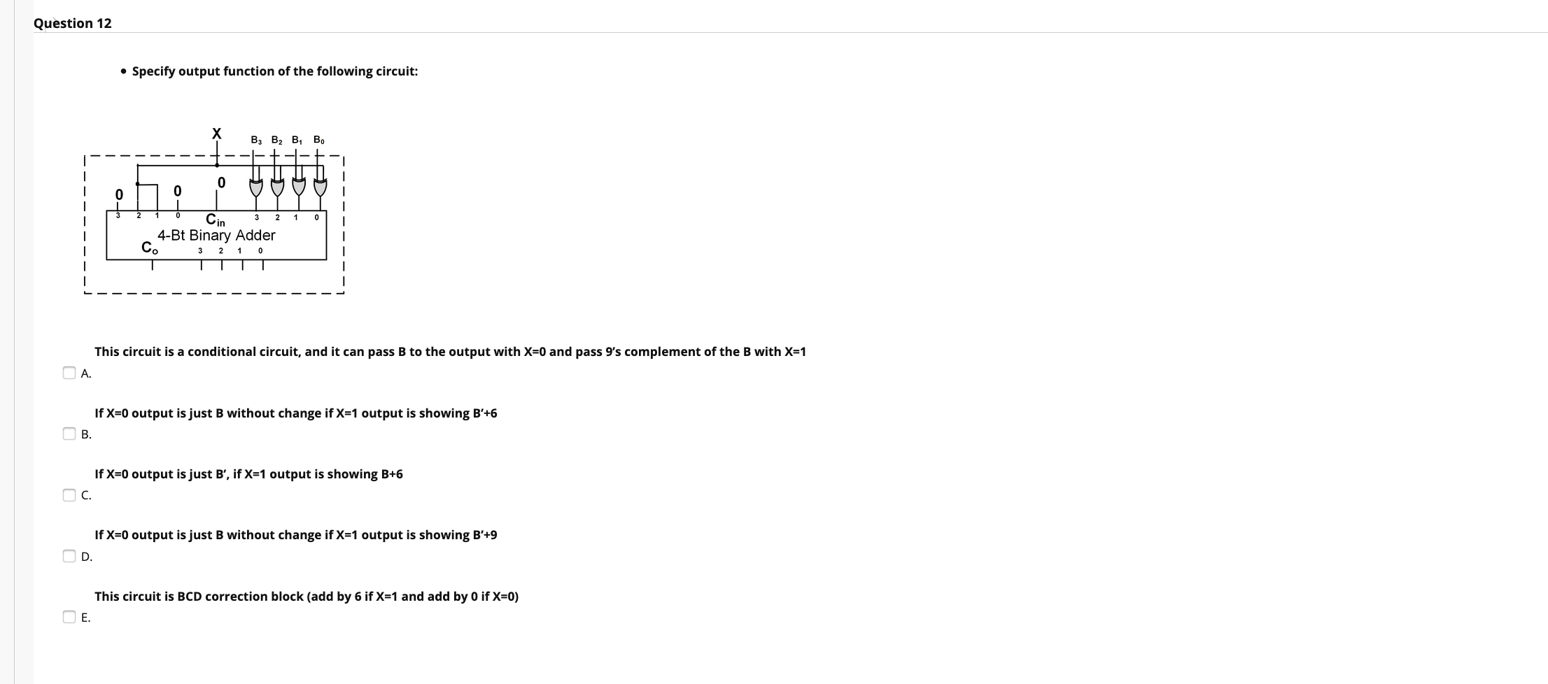Solved Question 12 • Specify output function of the | Chegg.com