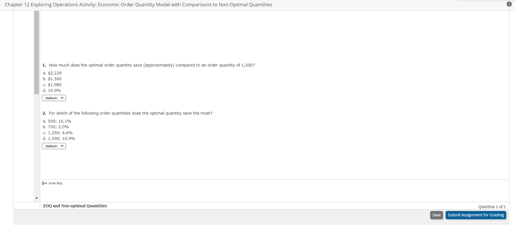 Solved ring Operations Activity: Economic Order Quantity | Chegg.com