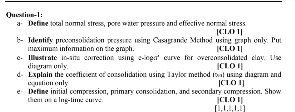 Solved Question-1: a- Define total normal stress, pore water | Chegg.com