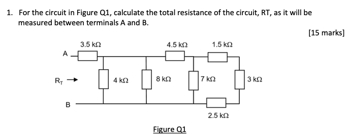 Solved 1. For the circuit in Figure Q1, calculate the total | Chegg.com