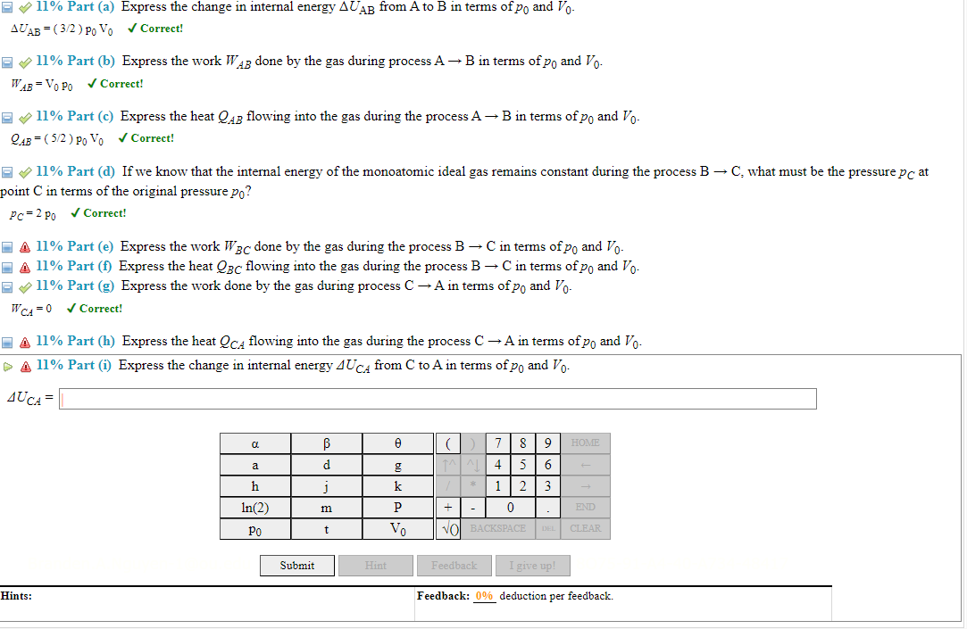 Solved (10\%) Problem 7: A monoatomic ideal gas is taken | Chegg.com