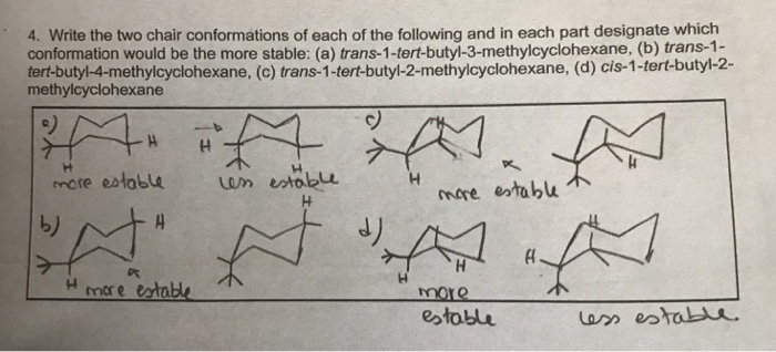 Solved 4. Write the two chair conformations of each of the | Chegg.com