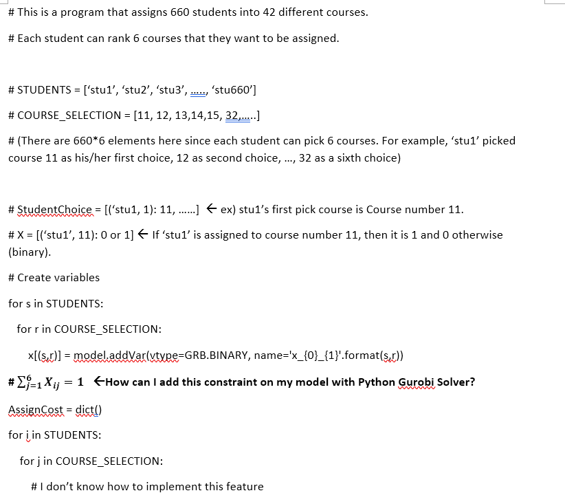 Solved Hello, I am trying to implement a assignment problem | Chegg.com