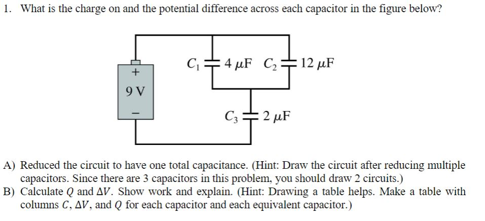 Solved What is the charge on and the potential difference | Chegg.com