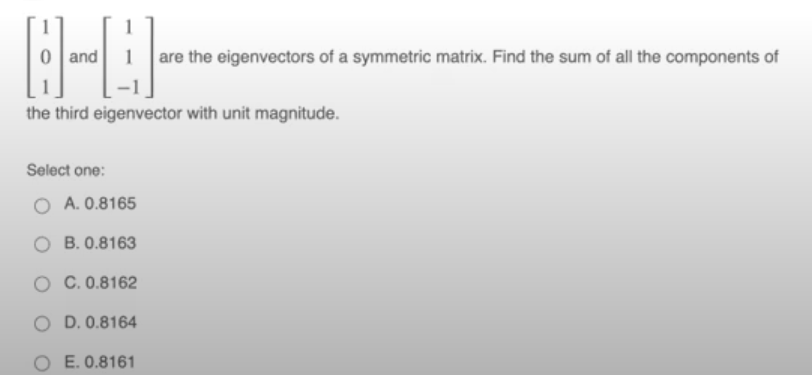 Solved and are the eigenvectors of a symmetric matrix. Find | Chegg.com