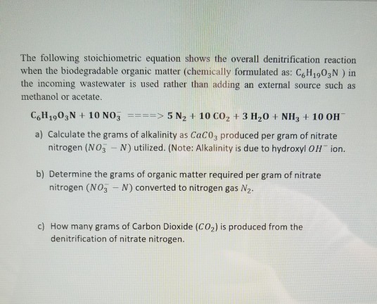 Solved The following stoichiometric equation shows the | Chegg.com