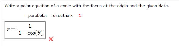 Solved Write a polar equation of a conic with the focus at | Chegg.com