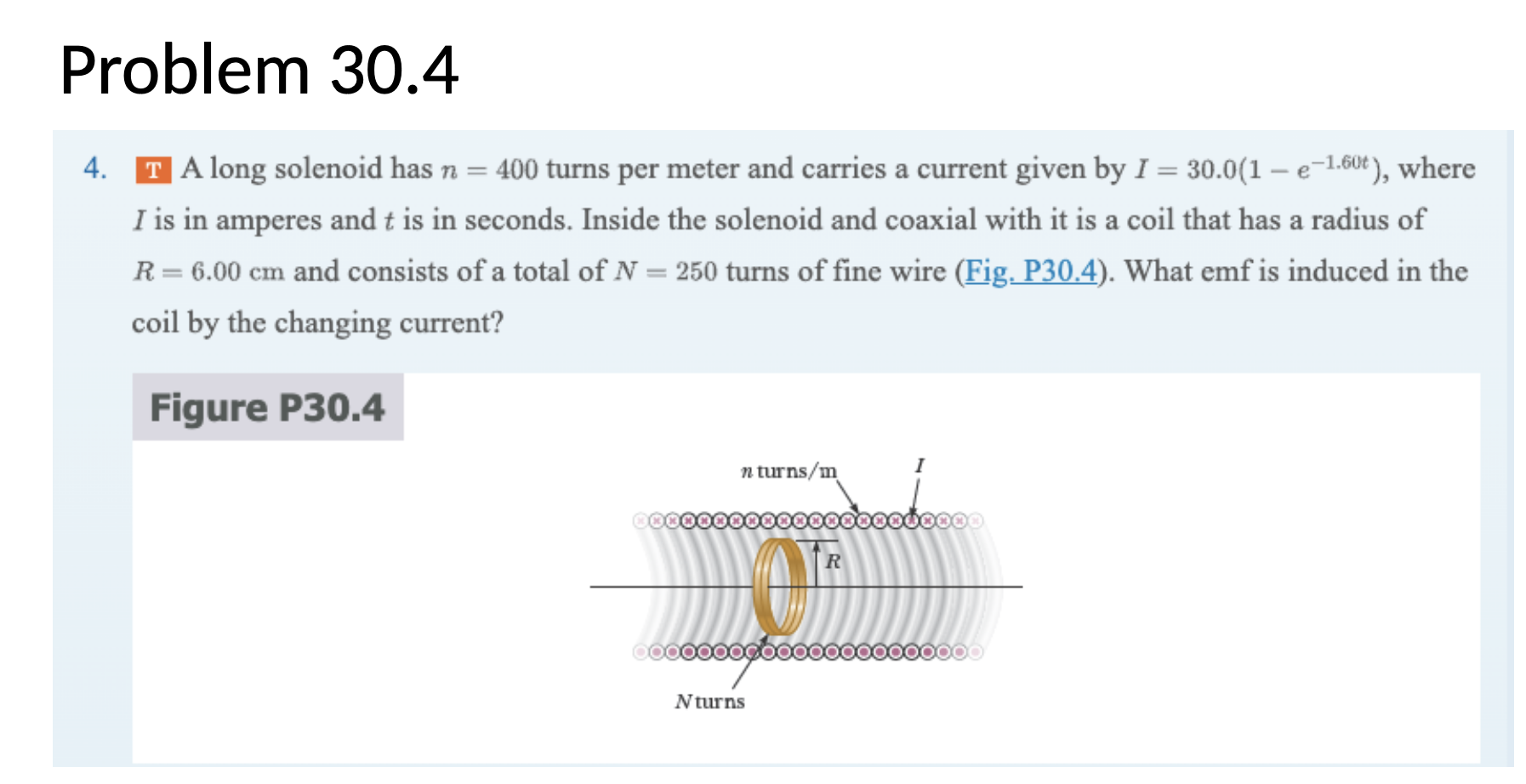 Solved T A long solenoid has \\( n=400 \\) turns per meter | Chegg.com