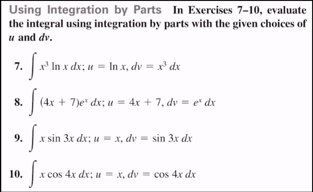 Solved Using Integration by Parts In Exercises 7–10, | Chegg.com