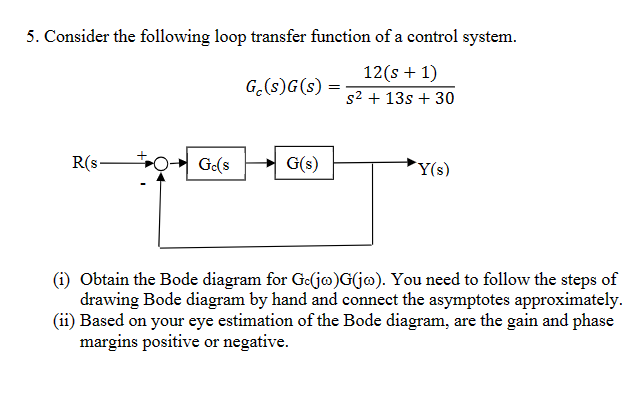 Solved 5. Consider the following loop transfer function of a | Chegg.com