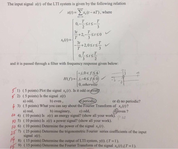 Solved The input signal x() of the LTI system is given by | Chegg.com