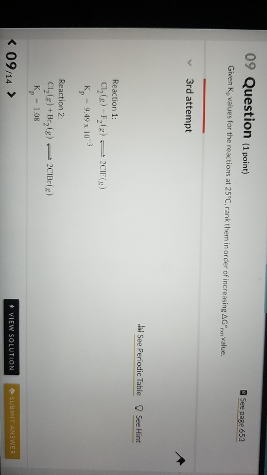 Solved 09 Question (1 point) a See page 653 Given Kp values | Chegg.com