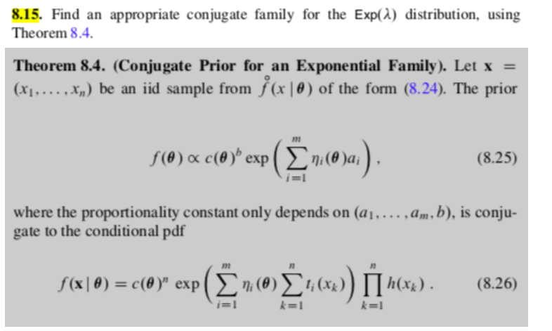Solved 8.15. Find an appropriate conjugate family for the | Chegg.com