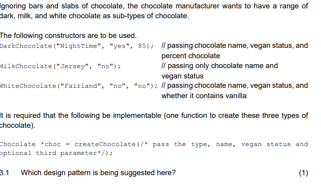 Solved Ignoring bars and slabs of chocolate, the chocolate | Chegg.com
