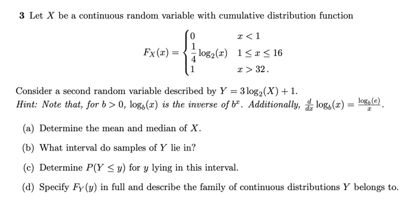 Solved 3 Let X be a continuous random variable with | Chegg.com
