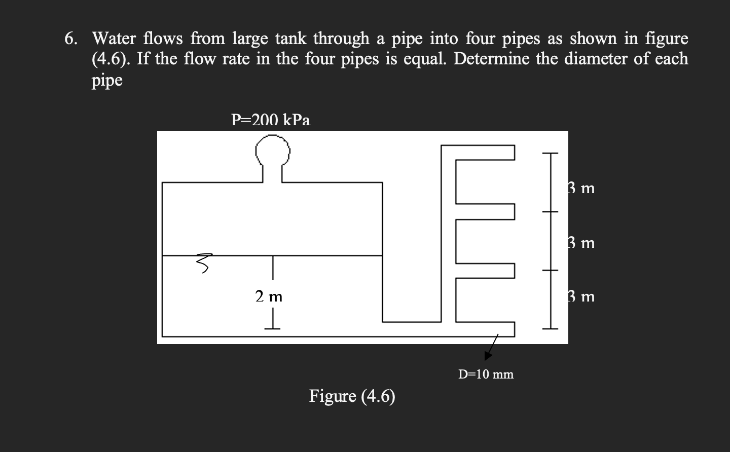 Solved 6. Water flows from large tank through a pipe into | Chegg.com