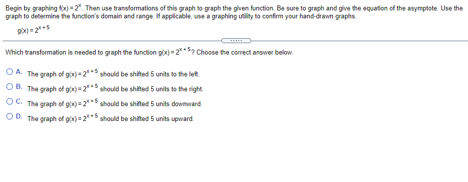 Solved Begin by graphing f(x) = 2. Then use transformations | Chegg.com