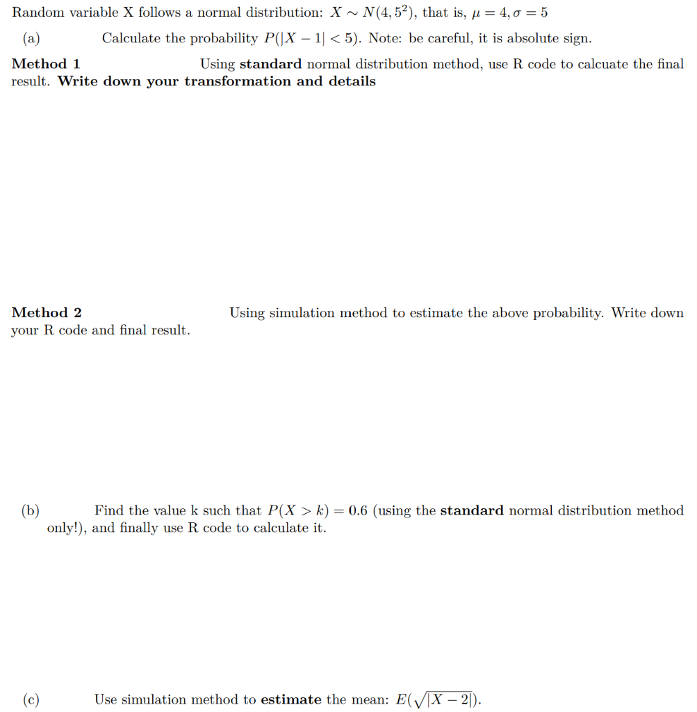 Random variable X follows a normal distribution: X~ | Chegg.com
