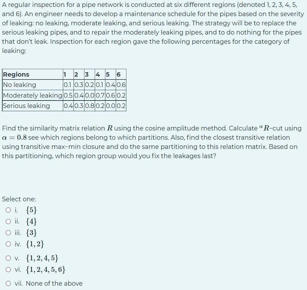 Solved A regular inspection for a pipe network is conducted | Chegg.com