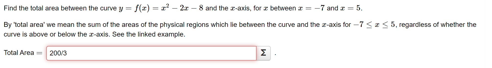 Solved Find the total area between the curve y f(x) = x2 – | Chegg.com