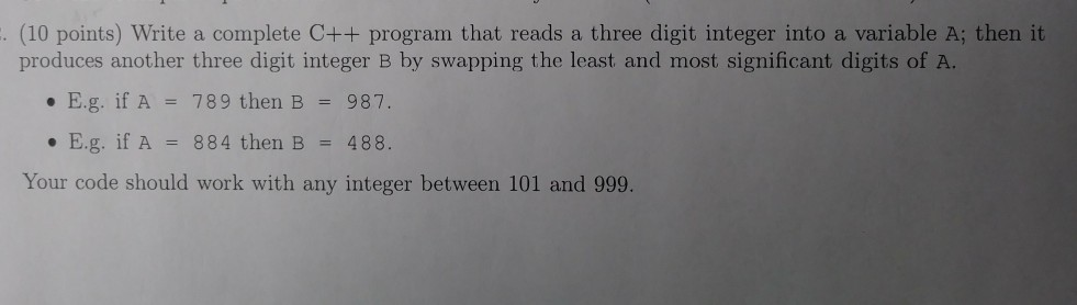 Solved F. (10 points) Write a complete C++ program that | Chegg.com