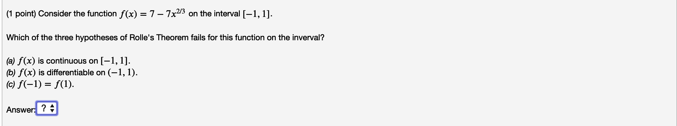 Solved (1 point) Does there exist a continuous function f(x) | Chegg.com
