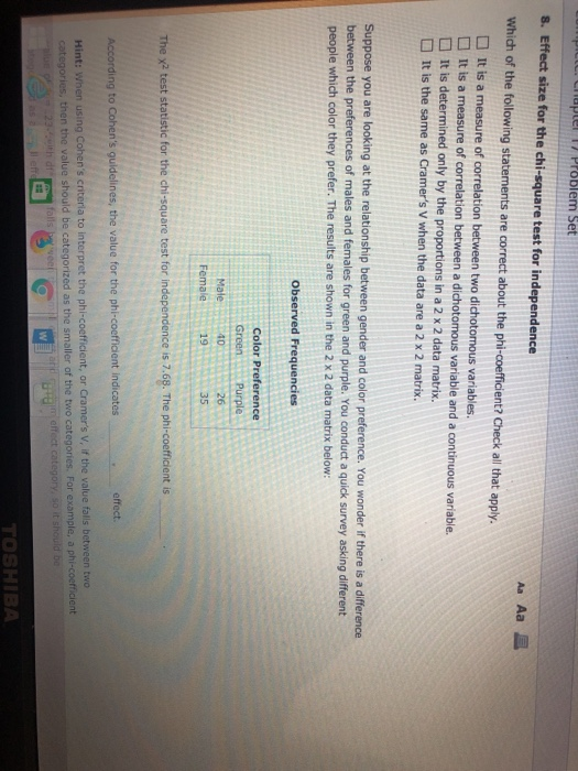 Solved hapter T) Problem Set 8. Effect size for the | Chegg.com Solved hapter T) Problem Set 8. Effect size for the | Chegg.com