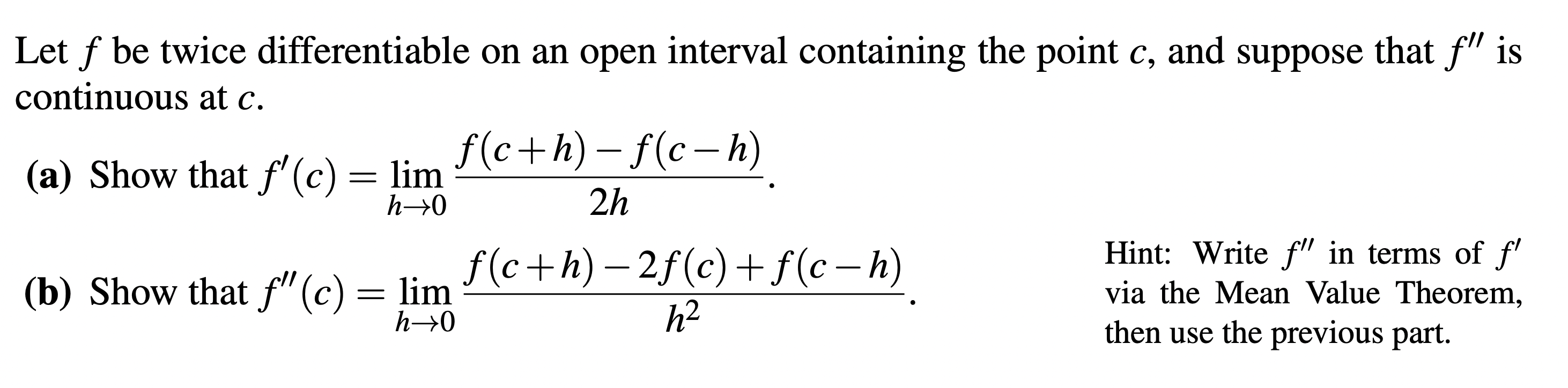 Solved = Let f be twice differentiable on an open interval | Chegg.com