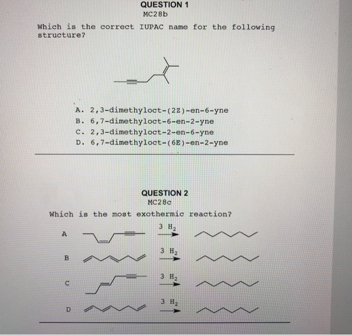 Solved QUESTION 1 MC28b Which is the correct IUPAC name for | Chegg.com