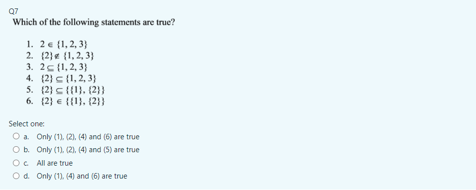 Solved Q7 Which of the following statements are true? 1. 2 € | Chegg.com