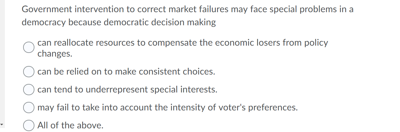 Government intervention to correct market failures | Chegg.com
