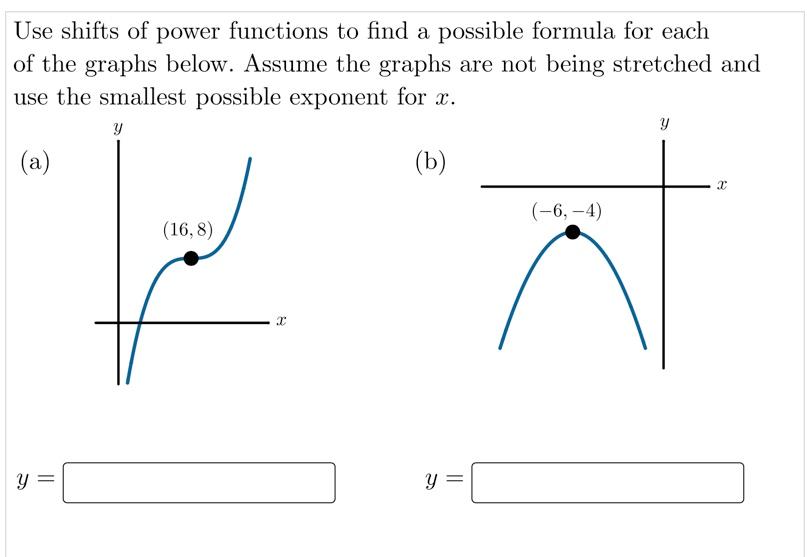 Solved Use shifts of power functions to find a possible | Chegg.com