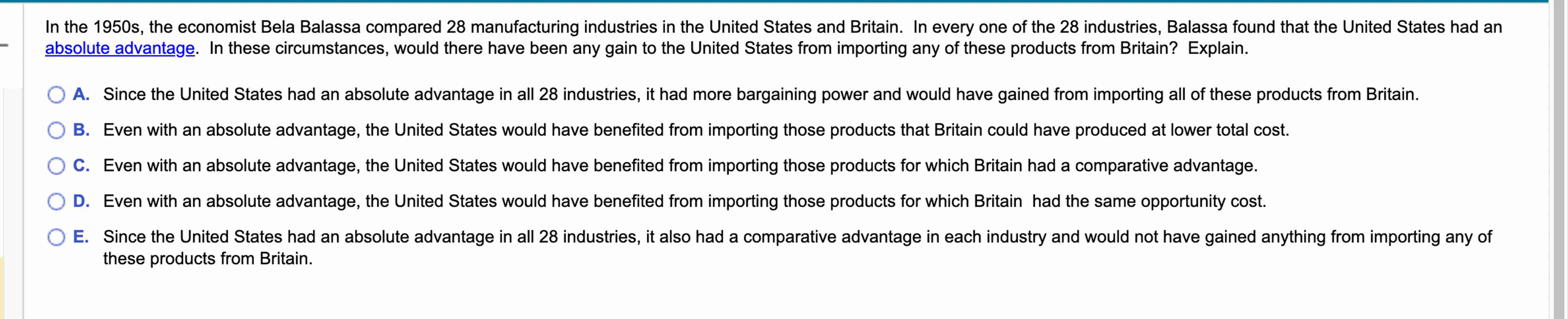 Solved In the 1950s, ﻿the economist Bela Balassa compared 28 | Chegg.com