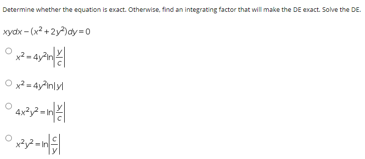 Solved Determine whether the equation is exact. Otherwise, | Chegg.com