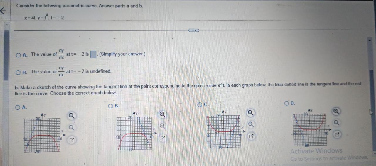 Solved Consider the following parametric curve. Answer parts | Chegg.com