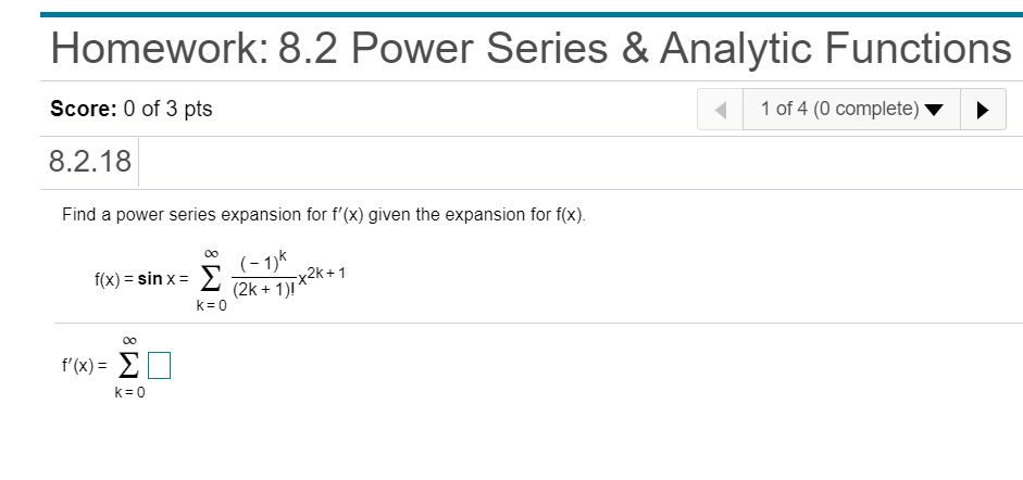 Solved Homework: 8.2 Power Series & Analytic Functions | Chegg.com