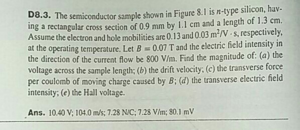 Solved .3. The semiconductor sample shown in Fiqure 8.l is | Chegg.com