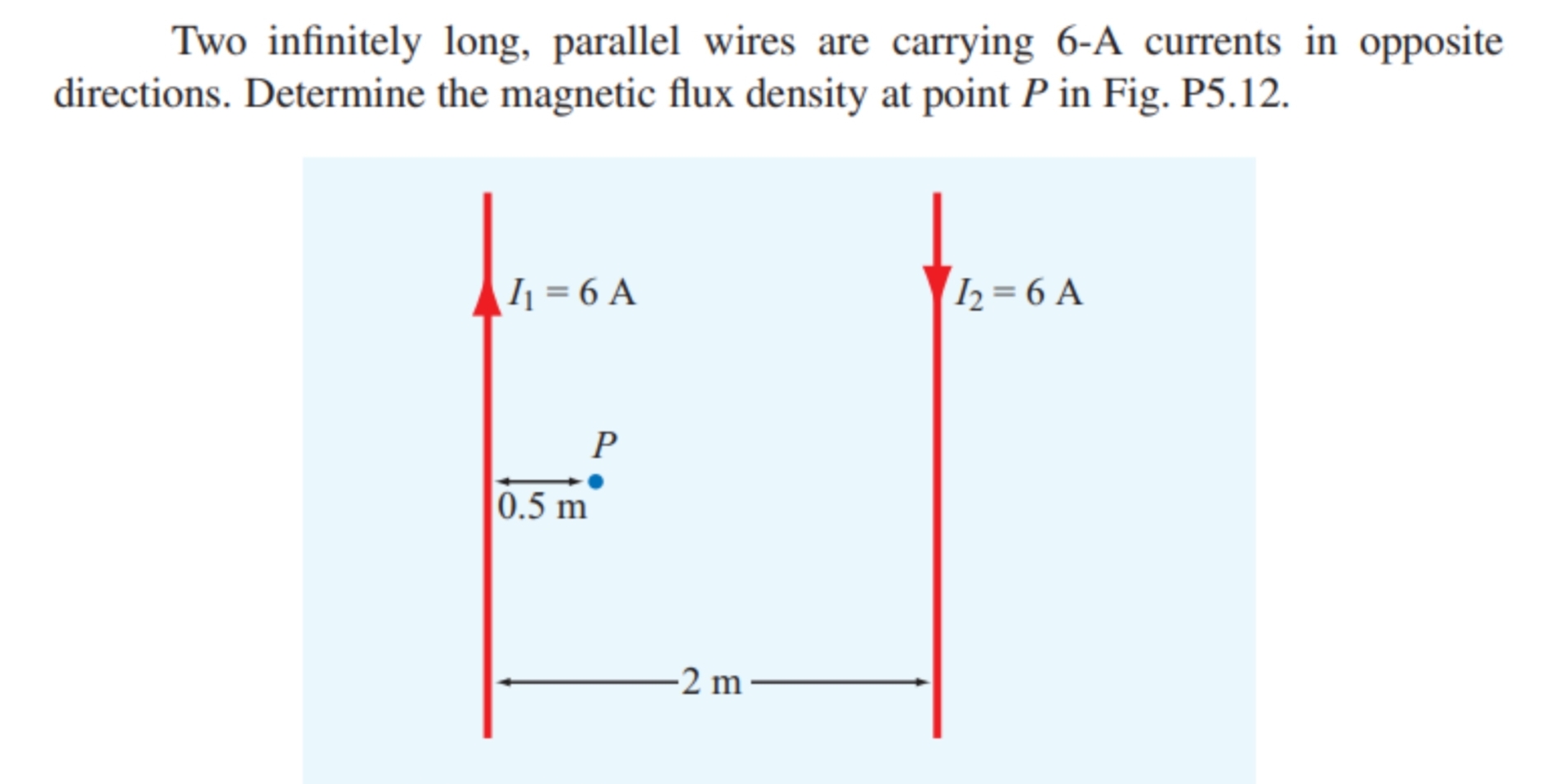 Solved Two infinitely long, parallel wires are carrying 6-A | Chegg.com